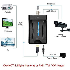 BNC to HDMI Converter Adapter Female CVBS BNC HDMI Connector Coaxial Composite Analog Video Audio Input 1080P Output HDCP Hook Security Camera DVRs Surveillance CVR AC1420 CCTV for Monitor HD TV