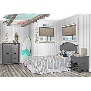 Evolur Belmar Curve 5-in-1 Convertible Crib in Rustic Grey, Greenguard Gold Certified, Features 3 Mattress Height Settings, Crafted from Hardwood, Wooden Nursery Furniture