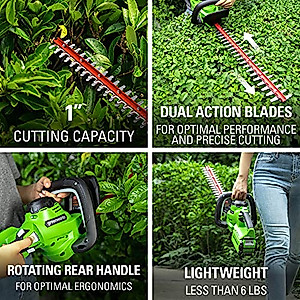 Greenworks 40V (185 MPH) Brushless Cordless Blower/Vacuum, 4.0Ah Battery and Charger Included 24322 with 40V Hedge Trimmer