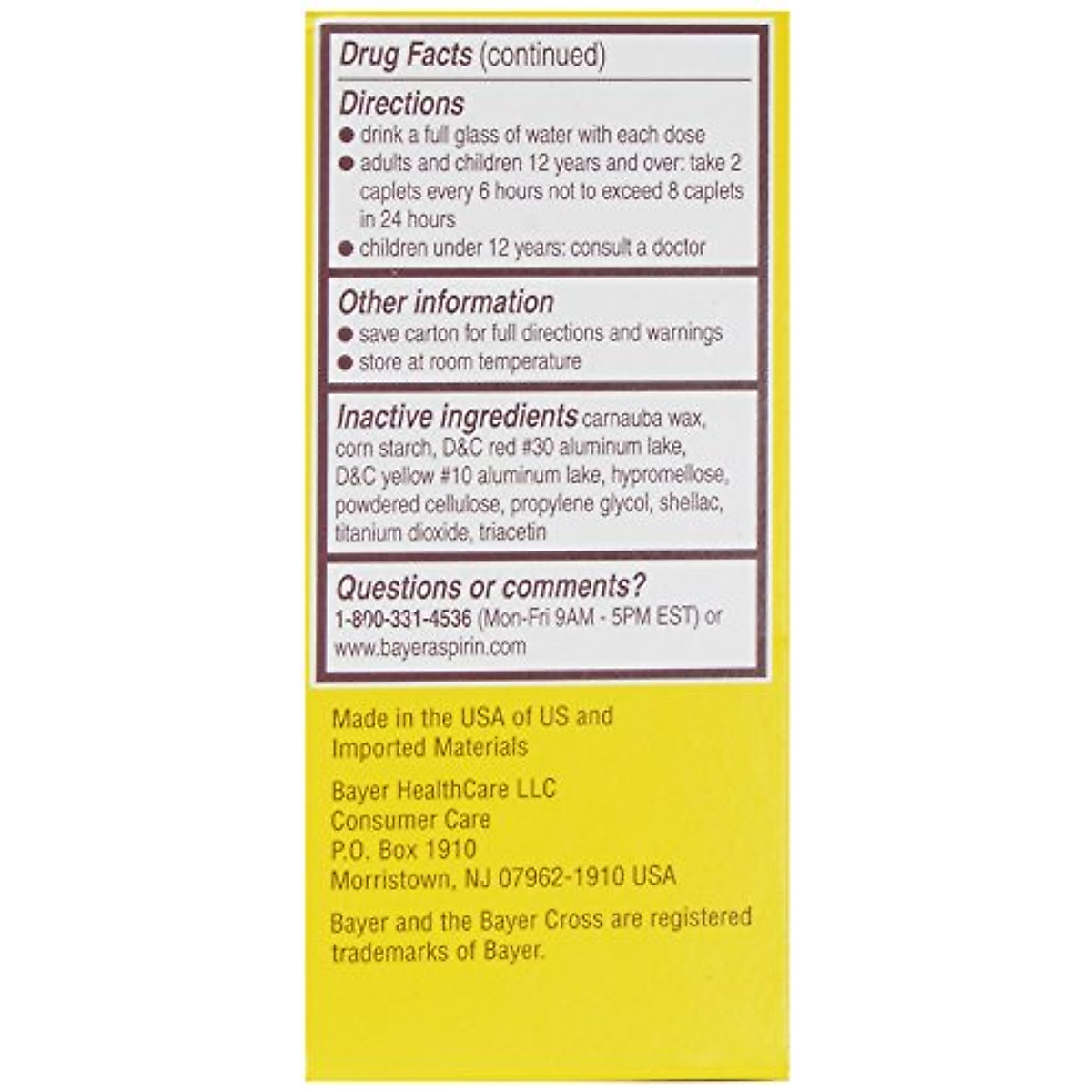 Bayer Extra Strength Caplets, Extra Strength Back & Body Pain Aspirin, 50 ct