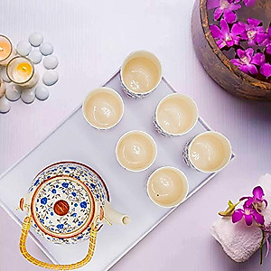 Black and White Plastic Tray Set 14 x 9.6 in, Large Vanity Organizer Bathroom Counter Tray, Kitchen Tray for Counter, Multi-Purpose Utility Trays (Pack of 2)