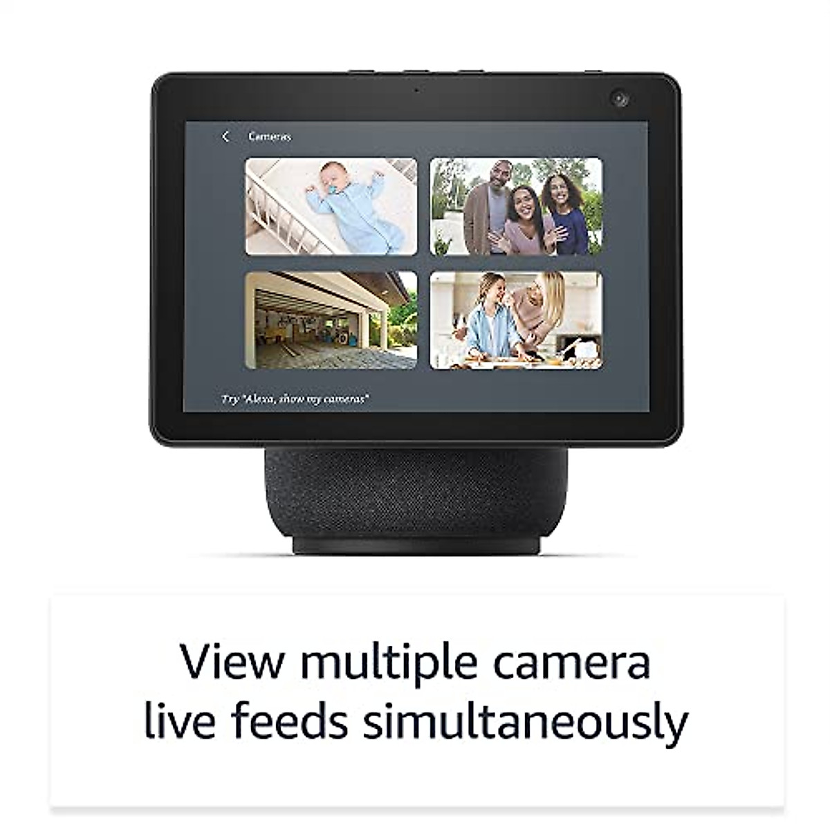Echo Show 10 (3rd Gen) | Glacier White with Blink Mini Indoor Smart Security Camera, 1080 HD with Motion Detection