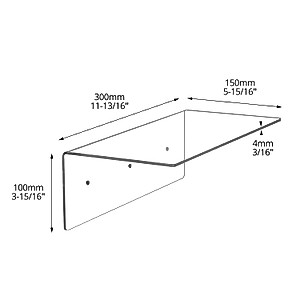 QWORK Acrylic Floating Shelves - Set of 2 12 Inch, Clear Wall-Mounted Display with Screws & Anchors - 4mm Thick
