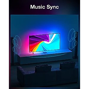 Aubess HDMI 2.0 Sync Box & TV Neon Rope Backlight Kit, WiFi Immersion TV LED Backlights That Compatible with Alexa & Google Assistant for 65" TVs. Fancy Sync Box LED Lights That Sync with TV Picture
