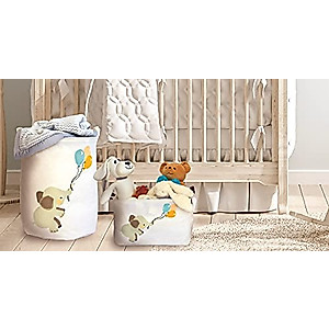 KAZULO Elephant 2 Pack Set Kids Laundry Basket, Toy Box, Storage For Nursery, for Boys and Girls, Baby Laundry Hamper for Bedroom, and Bathroom Decor (Elephant and Balloons Bundle)