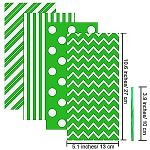Aneco 100 Pack Green and White Cellophane Bags Plastic Candy Bags Gift Bags Goodie Bags with Twist Ties for Valentine, Birthday, Gift Cookie Snack Packing Party Favor Supplies