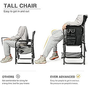EVER ADVANCED Medium Tall Directors Chair Foldable Makeup Artist Chair Bar Height with Side Table Cup Holder and Storage Bag Footrest, Supports 350LBS (Grey, Seat Height: 23.2 inches)