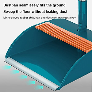 RUNLAIKEJI Broom and Dustpan Set for Home, Dustpan and Broom Set Long Handle, Kitchen Broom and Dustpan Set, Dust Pan and Broom Combo, for Home Kitchen Room Office Lobby Indoor Floor Cleaning