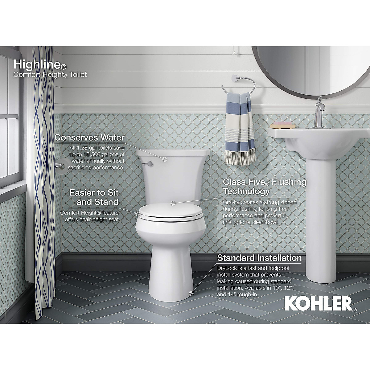 KOHLER 5481-U-96 Highline Toilet, Biscuit