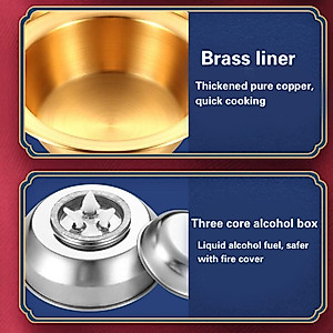 Chafing Dishes Single Person Small Hot Pot Cloisonne Copper Hot Pot, Commercial Household Cooking Pot, Anti Scalding Handle (Color : blue, Size : 20.5 * 25cm)