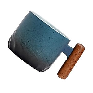 Hemoton Chinese Tea Cup Cup Ceramic Tea Mug Wood and Ceramic Materials The Glass Coffee Mugs e Heat- Home Wooden Handle Tea Mug Concentrate Ceramics Travel Mug Decorate Lovers