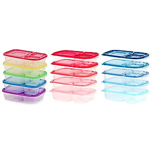 Qualitas Products® Premium Kids Bento Boxes – 3 Compartments, 5 Bento Box Microwave Safe Lunch & Leftover Containers Set for Kids and Adults - Made From Food Grade Plastic