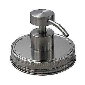 Mason Jar Lifestyle Satin/Brushed #2 Stainless Steel Soap Pump Lid | Hand Soap Pump Top/Lotion Dispenser Pump Replacement Lids for Mason Jars (Wide Mouth)