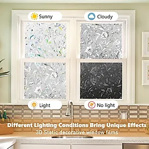 Kromapolis Window Film, Window Privacy Film, Window Vinyl Glass Covering, Stained Glass Decorative Film, Window Film Privacy Frosted, Static Window Clings, Non-Adhesive, No-Glue (17.5 x 78.7 inch)