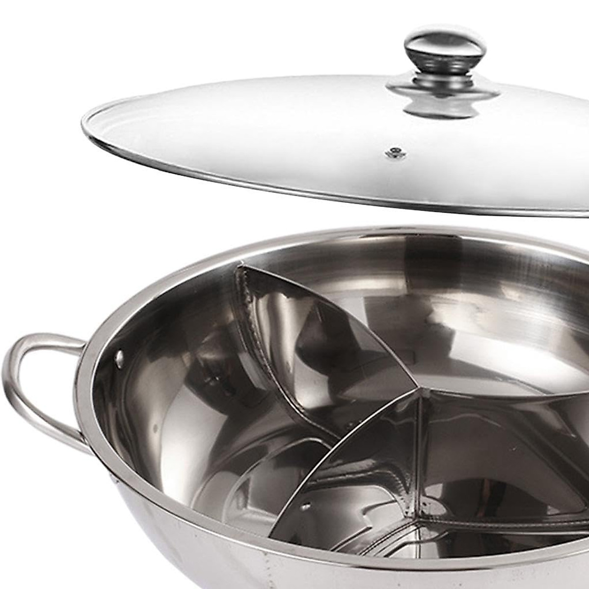 Shabu Shabu Divider Hot Pot Tabletop Pot Three Sided Japanese Cookware Kitchenware, 33.2cm