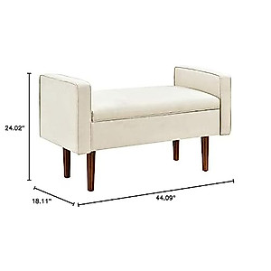 Home Fare Mid Century Upholstered Bench with Storage - Cream Fabric