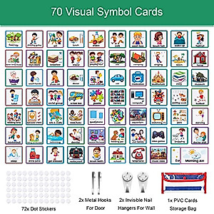 KIKIGOAL Kids Visual Schedule Calendar Chart, 2 in 1 Autism Daily Chore Routine Chart With 70 Cards Autism Learning Materials Kids Visual Behavioral Tool Wall Planner for Home School