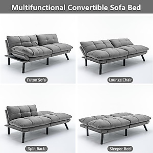 CALABASH Futon Sofa Bed Couch, Modern Convertible Sleeper Sofa Bed, Loveseat 3-in-1 Futon Sofabed with Adjustable Backrest & Armrest for Apartment Office Living Room