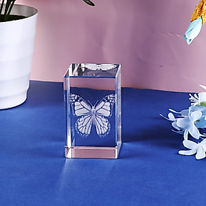 Movdyka 3D Crystal Etched Butterfly Gifts for Women Men Glass Animals Figurine Office Room Decor with LED Light Base, Butterflies Gifts for Birthday Christmas, Keepsakes & Paperweight