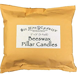 Bee Hive Candles 100% Pure Beeswax Pillar Candle (2" x 3" (3-Pack))