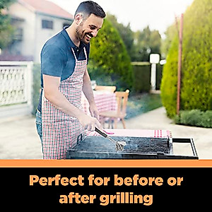Grill Brush and Scraper Bristle Free – Safe Grill Brush Cleaner – 18” Stainless Grill Grate BBQ Brush W/Extra-Wide Scrubber - Safe Grill Accessories for Porcelain/Weber Gas/Charcoal Grills