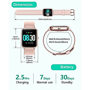 GRV Smart Watch for iOS and Android Phones, Watches for Women IP68 Waterproof Smartwatch Fitness Tracker Watch with Heart Rate/Sleep Monitor Steps Calories Counter (Pink)