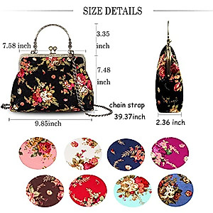Abuyall Crossbody Tote Bag Floral Satchel Purse Handbag for Women Black-flower