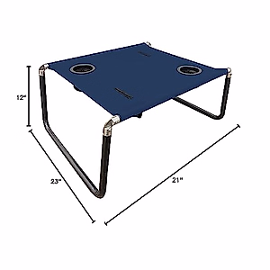 Neso Portable Beach Table with Cup Holders, Cell Phone Pockets, Lightweight for Picnics and Parks (Navy)