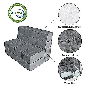 YENING Folding Sofa Bed Twin Size for Small Rooms Fold Out Foam Couch Convertible Bed for Adults Foldable Futon Chair Beds Sleeper, Grey