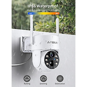 ANBIUX 2.5K 4MP Solar Security Cameras Wireless Outdoor, Solar Cameras for Home Security Outside, 2.4Ghz WiFi Camera with PIR Detection, Color Night Vision, 2-Way Audio, Siren, IP66, Events Recording