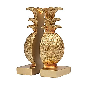 Creative Co-op DA7076 Pineapple Shaped Gold Resin Bookends (Set of 2 Pieces)