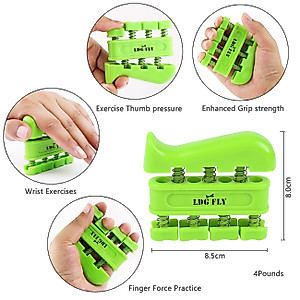 Hand Grip Strengthener Kit with Finger Exerciser, Finger Stretchers, Adjustable Hand Gripper and Exercise Rings, Strength Trainer for Athletes, Pianists, Guitar and Therapy