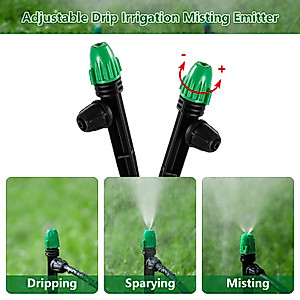 HUISUYTON 1/4" Drip Irrigation Spray Emitters Leak-Proof 30PCS Adjustable Spray Emitters with Lock Barbed 6" Sturdy Stake for (4-7mm) Garden,Raised Garden Bed,Greenhouses(30PCS Misting)
