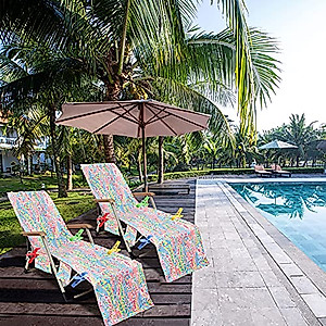 VOCOOL Beach Chair Towel Chaise Lounge Cover with Pockets and Clips Pool Chair Towel for Outdoor Patio Garden(Pink)