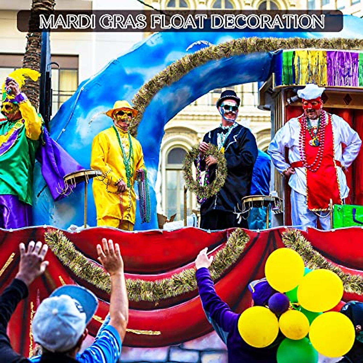 4 Pcs Mardi Gras Parade Car Decoration 6.56 ft Foil Fringe Garland 9.84 ft Gold Purple Green Metallic Tinsel Streamers Banner Wall Hanging Fringe Curtain Backdrop Banner for Mardi Gras Party Supplies