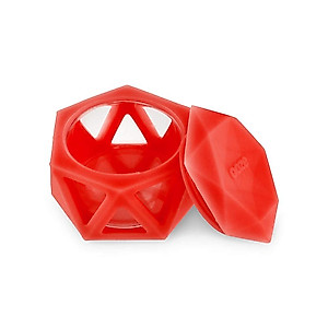 Ooze Geode Silicone Glass Container 10mL (Scarlet) 1ct - (1.6"x1") Glass Silicone Container - Gemstone Shape Silicone Container With Glass Stash Jar Insert - Glass Silicone Containers