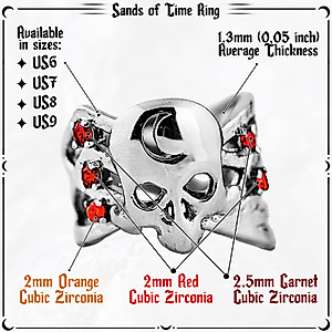 ‘Sands of Time’ Ring by Rogue+Wolf Gothic Y2K Jewelry Emo Goth Accessories, Cool Alt Knuckle Chunky Ring Aesthetics, garnet-colour, red and orange cubic zirconia