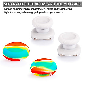 Playrealm FPS Thumbstick Extender Rubber Silicone Grip Cover 2 Sets for Xbox Series X/S & Xbox One Controller(Rainbow)