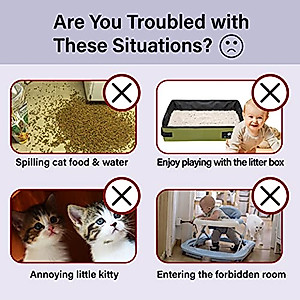 Neobay Child Proof Door Lock with Adjustable Door Strap and Latch. No Need for Interior Cat Door. Keep Toddler Out of Room with Litter Box While Let Cat in Easily.