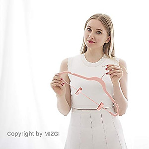 MIZGI Premium Velvet Pants Hangers with Clips (Pack of 20) Slim Skirt Hangers- Non Slip Felt Outfit Dress Hangers Blush Pink - Copper/Rose Gold Hooks,Space Saving Shirt Clothes Hangers