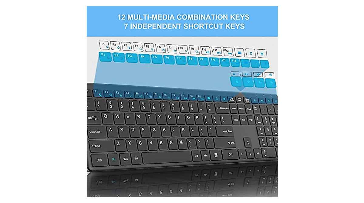 WisFox Wireless Keyboard Mouse Combo - Silent & Rechargeable