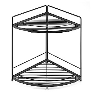 mahueeol Corner Bathroom Organizer for Countertop,2-Tier Cosmetic Holder Vanity Rack,Detachable Standing Rack Kitchen Cabinet Spice Rack Metal Bathroom Shelf for Shower Caddy Wire Shelf