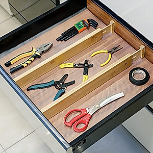 Midoriwood Adjustable Bamboo Drawer Dividers, 16.8-21.8 inches Expandable Kitchen Drawer Organizer for Large Utensils, Drawer Separators Organizationw