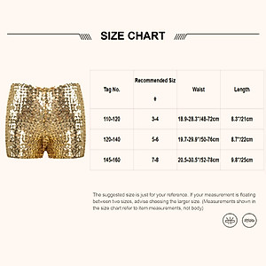 FEESHOW Girls Kids Gymnastic Shorts Glitter Ballet Dance Shorts Boys Metallic Spandex Tumbling Yoga Sports Shorts Green 3-4 Years