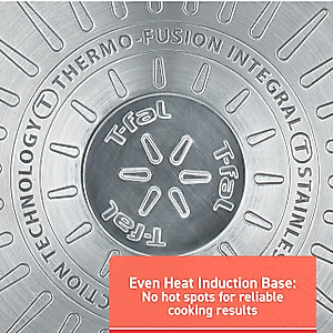 T-fal Stainless Steel Cookware Set 11 Piece, Induction, Oven Broiler Safe 500F, Kitchen Cooking Set w/ Fry Pans, Saucepans, Saute Pan, Dutch Oven, Steamer, Pots and Pans, Dishwasher Safe, Silver