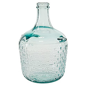Deco 79 Recycled Glass Handmade Spanish Vase with Bubble Texture, 8" x 8" x 12", Clear
