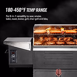 Z Grills 8 in 1 Wood Pellet Grill & Smoker with PID Controller, 572 Sq In Cooking Area, Direct Flame Access, 600D3E