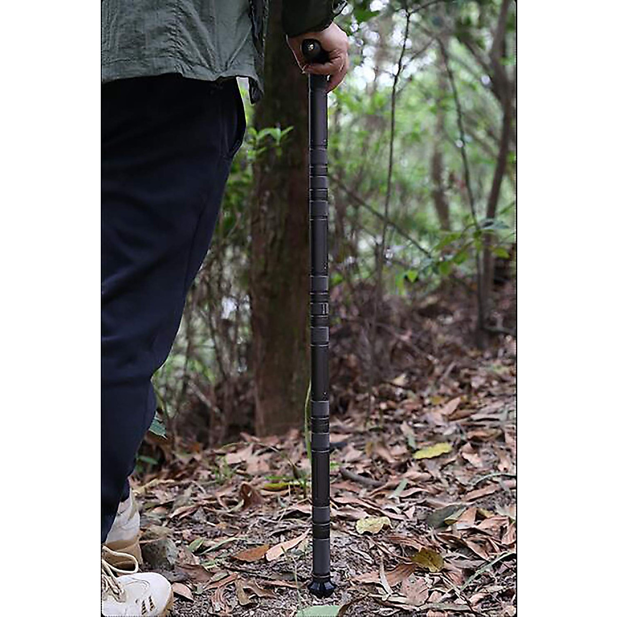 aiGear Premium Compass Walking Hiking Stick CNC Machined Outdoor Trekking Poles with Solid Durable Tools Whistle Color Black(WS105X)