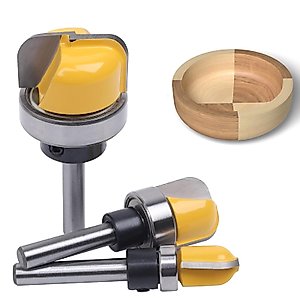 TOTOWOOD Dish Carving Router Bits,3Pcs 1/4 Inch Shank Bowl and Tray Template Router Bit Set with Ball Bearing,Designed for woodworkers