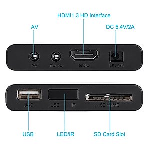 1080P Full-HD Digital Media Player, HDMI/AV/VGA Output, 7.1 Surround Sound, HDMI Media Player with Remote Control, 1080P HDMI TV Media Player for USB MMC RMVB MP3 AVI MKV(US Plug)